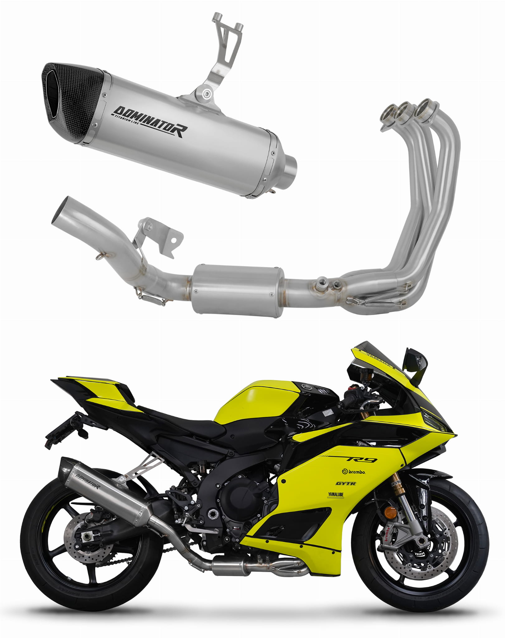 Yamaha YZF R9 2025 Full Exhaust System Collector Silencer Titanium HP6 ...